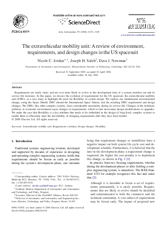 (PDF) The extravehicular mobility unit: A review of environment ...