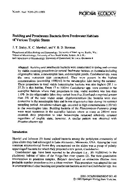 (PDF) Budding and prosthecate bacteria from freshwater habitats of ...