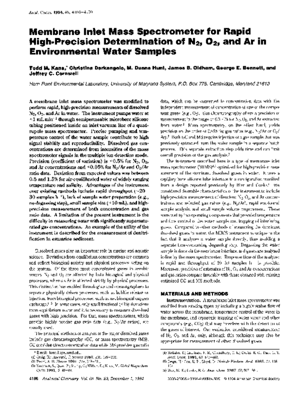 (PDF) Membrane inlet mass spectrometer for rapid high-precision ...
