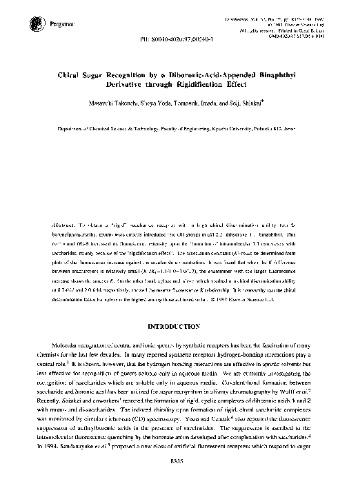 (PDF) Chiral Sugar Recognition via Rigidification