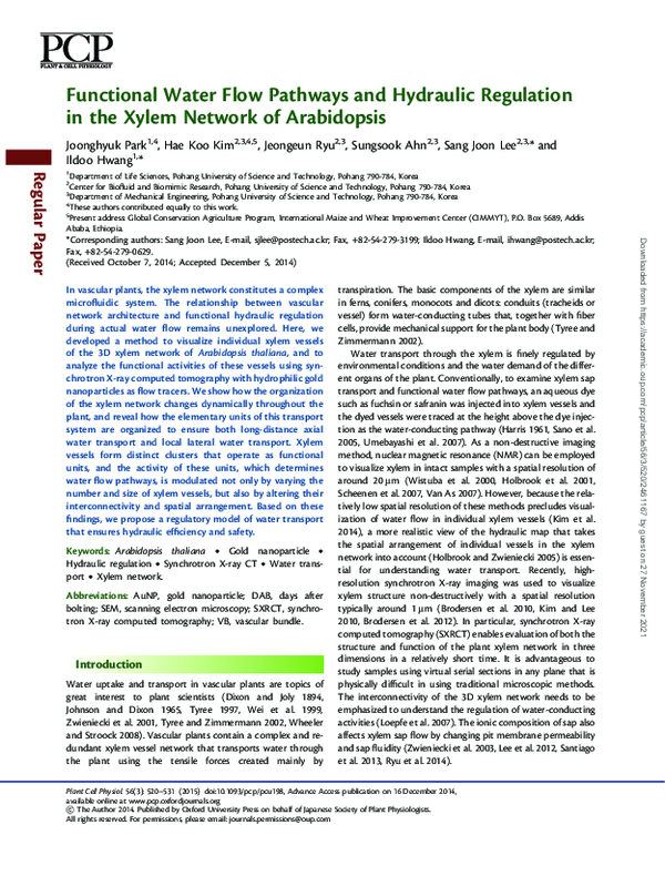 (PDF) Functional Water Flow Pathways and Hydraulic Regulation in the ...