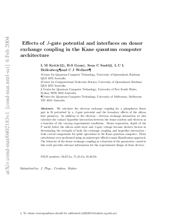 (PDF) The effects of J-gate potential and interfaces on donor exchange ...