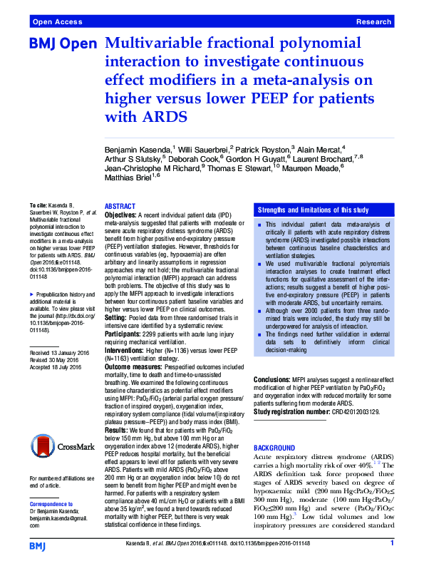 Pdf Multivariable Fractional Polynomial Interaction To Investigate Continuous Effect Modifiers