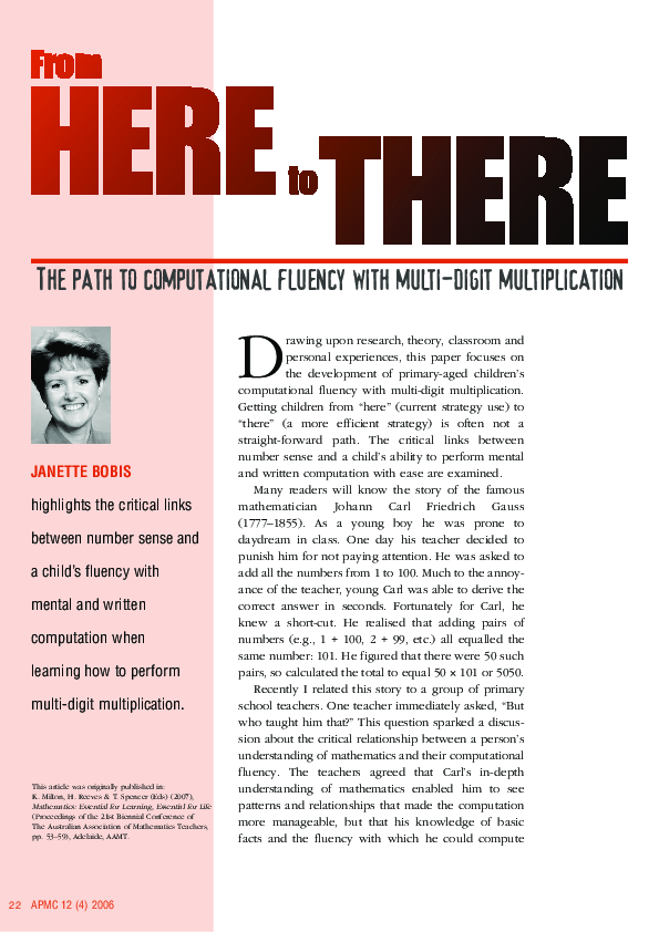 (PDF) From Here to There: The Path to Computational Fluency with Multi ...