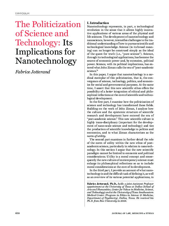 (PDF) The politicization of science and technology: its implications ...