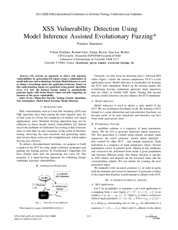 Pdf Xss Vulnerability Detection Using Model Inference Assisted Evolutionary Fuzzing