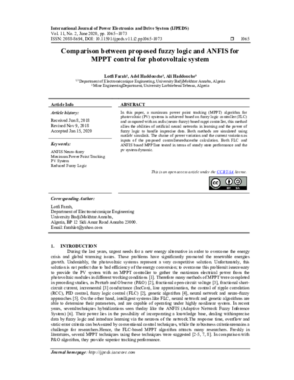 Pdf Comparison Between Proposed Fuzzy Logic And Anfis For Mppt