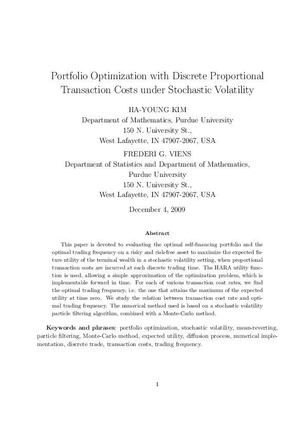 Pdf Portfolio Optimization In Discrete Time With Proportional Transaction Costs Under