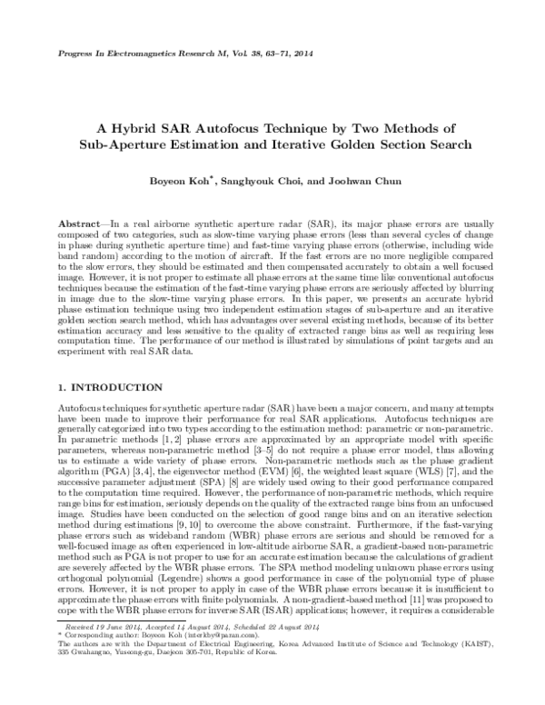 (PDF) A Hybrid Sar Autofocus Technique by Two Methods of Sub-Aperture Estimation and Iterative ...