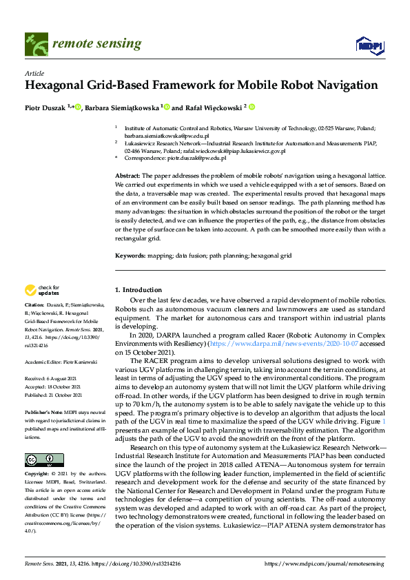 (PDF) Hexagonal Grid-Based Framework for Mobile Robot Navigation