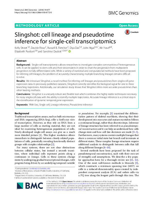 (PDF) Slingshot: Cell lineage and pseudotime inference for single-cell ...