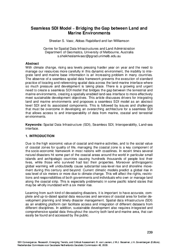 (PDF) Seamless SDI Model–Bridging the Gap between Land and Marine ...