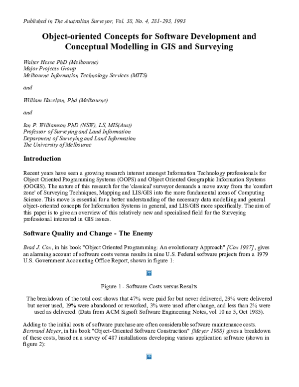 (PDF) Object-oriented concepts for software development in GIS and surveying