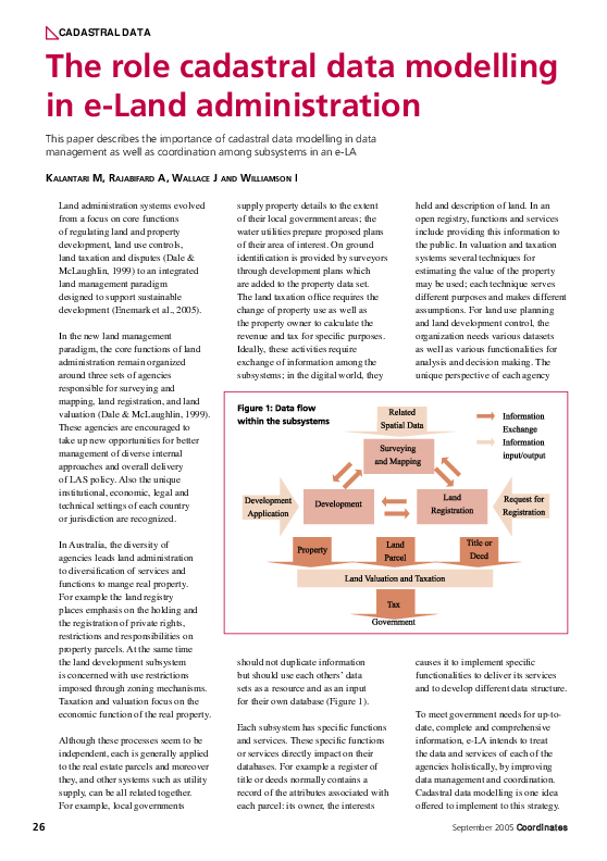 (PDF) The role cadastral data modelling in e-Land administration