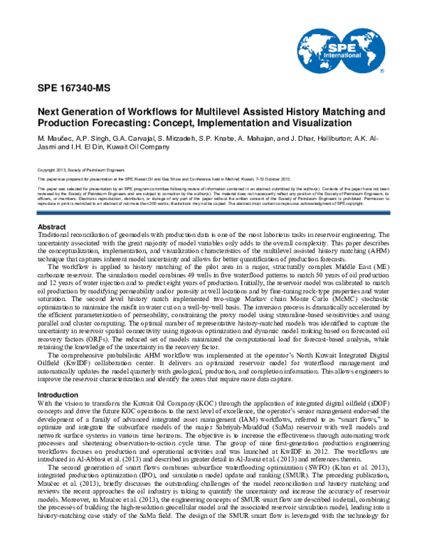 (PDF) Next Generation of Workflows for Multilevel Assisted History Matching and Production ...