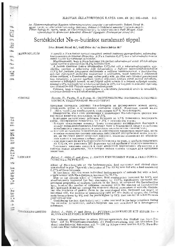 (PDF) Swine Experiment with a Feed Containing Na-Normal-Butyrate