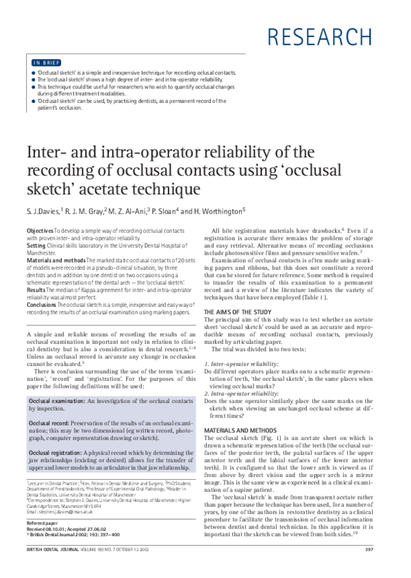 (PDF) Inter- and intra-operator reliability of the recording of ...
