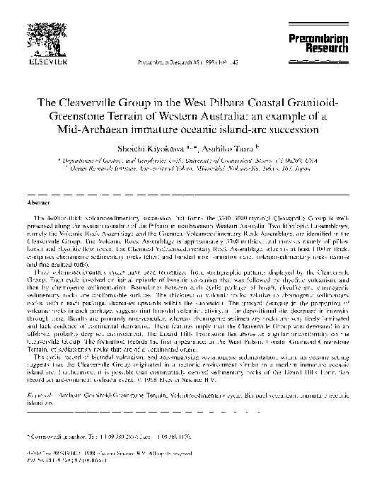 (PDF) The Cleaverville Group in the West Pilbara Coastal Granitoid ...