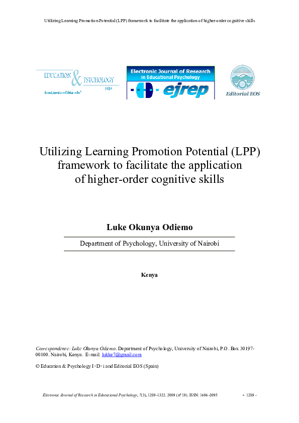 Pdf Utilizing The Learning Promotion Potential Lpp Framework To Facilitate Application Of