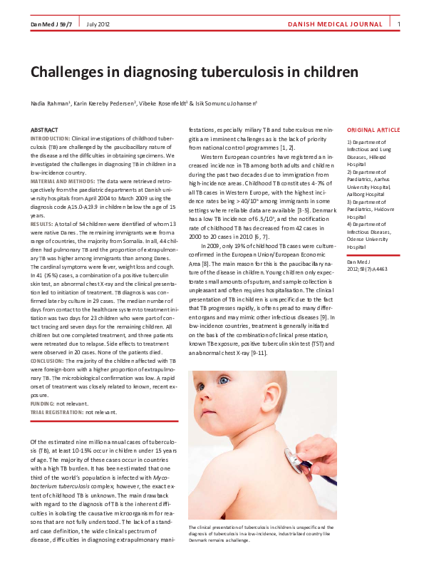 (PDF) Challenges in diagnosing tuberculosis in children
