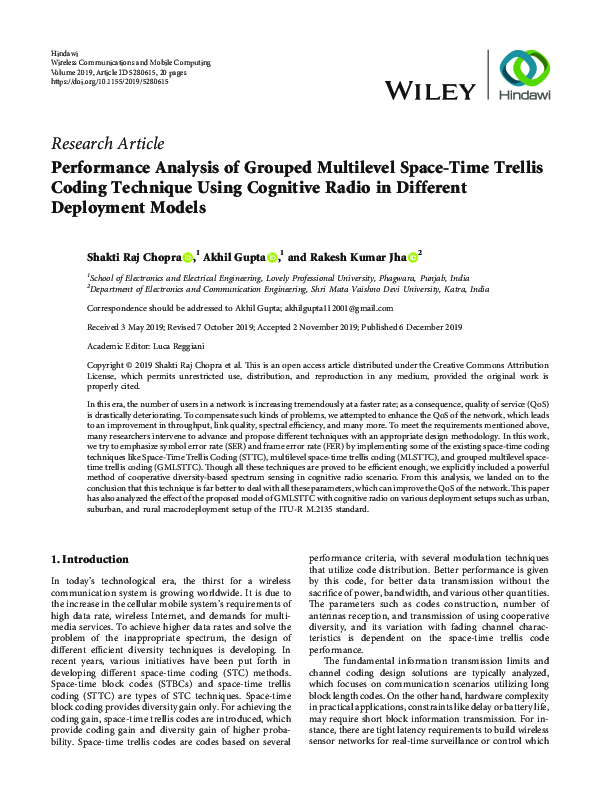 Pdf Performance Analysis Of Grouped Multilevel Space Time Trellis Coding Technique Using