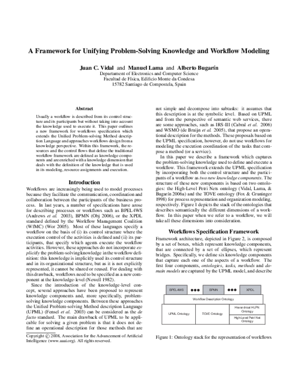 Pdf A Framework For Unifying Problem Solving Knowledge And Workflow Modeling 3009