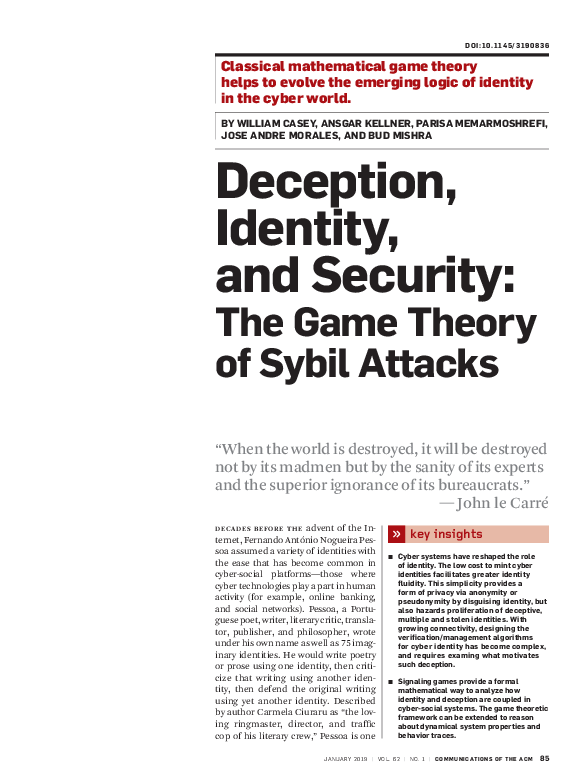 (PDF) Deception, identity, and security