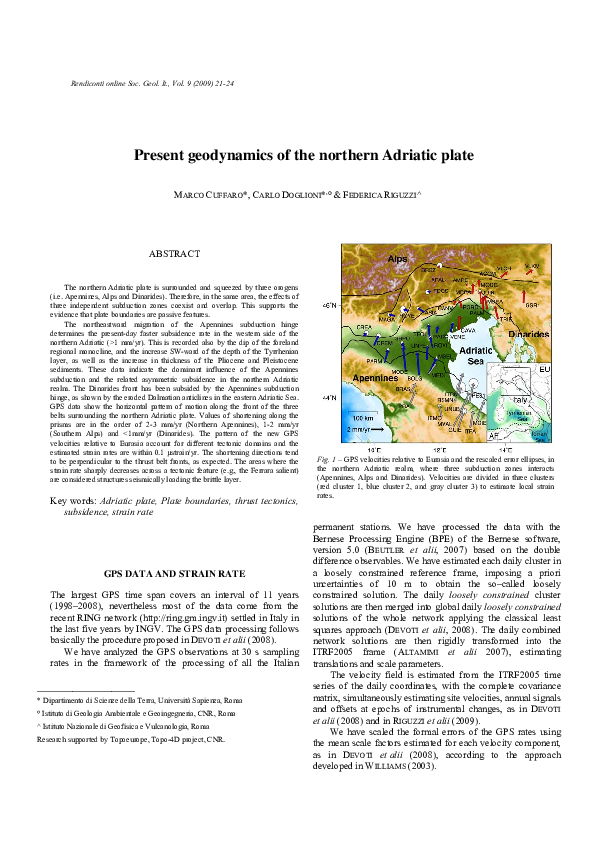 (PDF) Present geodynamics of the northern Adriatic plate
