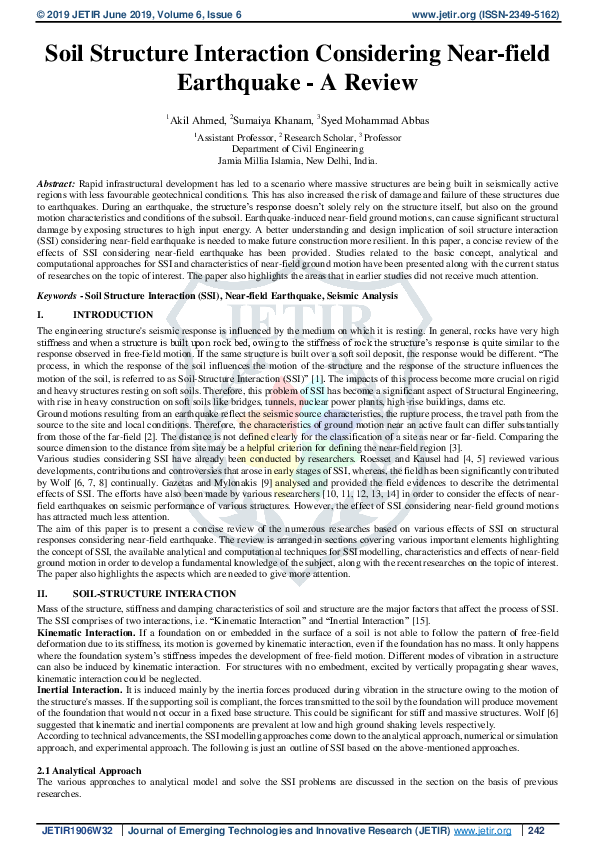 (PDF) Soil Structure Interaction Considering Near-field Earthquake -A Review