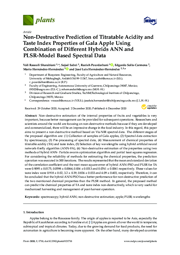 (PDF) Non-Destructive Prediction of Titratable Acidity and Taste Index ...