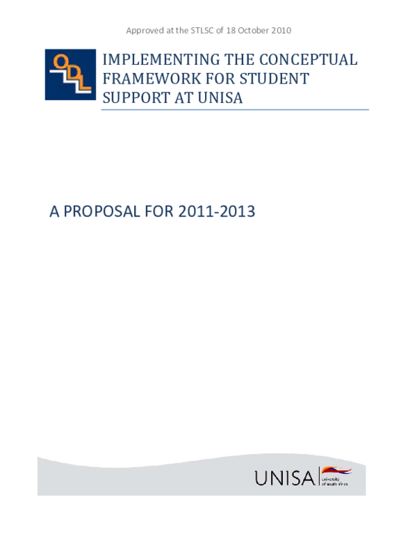 (PDF) IMPLEMENTING THE CONCEPTUAL FRAMEWORK FOR STUDENT SUPPORT AT UNISA