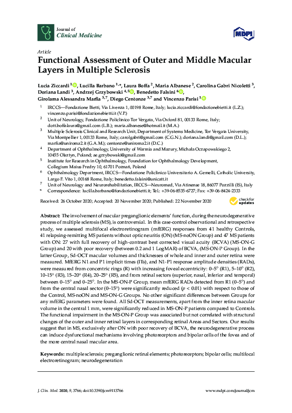 (PDF) Functional Assessment of Outer and Middle Macular Layers in ...