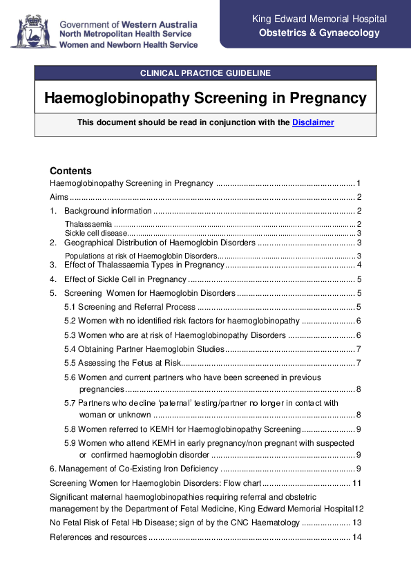 (PDF) Haemoglobinopathy screening in pregnancy