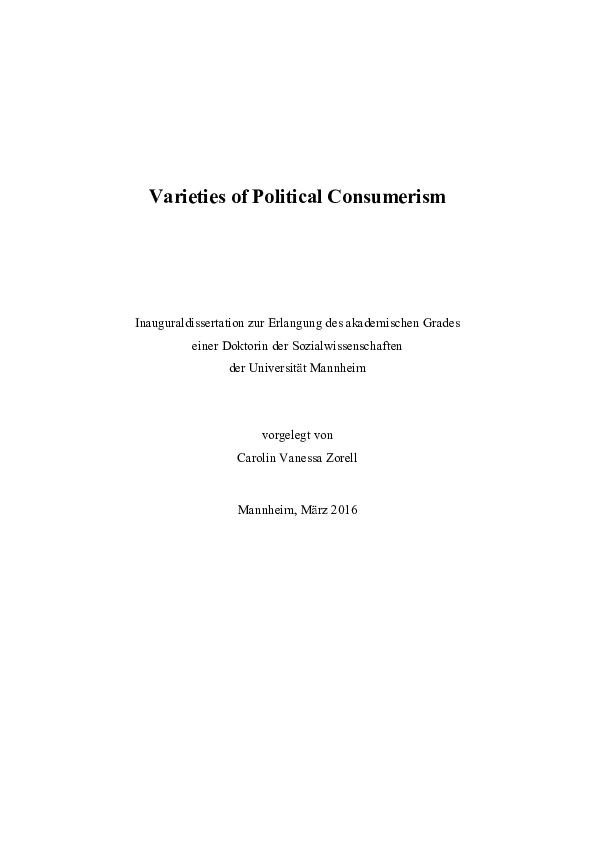 (PDF) Varieties of Political Consumerism