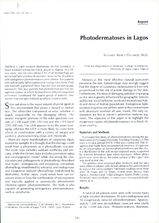 (PDF) Photodermatoses in Lagos