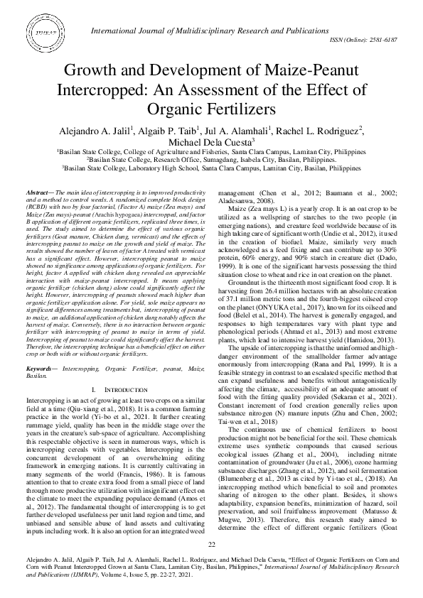 (PDF) Growth and Development of Maize-Peanut Intercropped: An ...