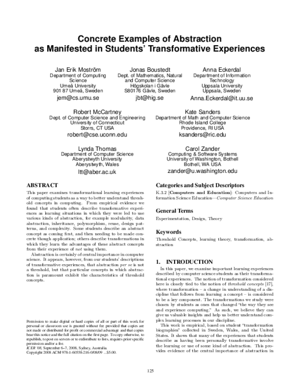 (PDF) Concrete examples of abstraction as manifested in students ...