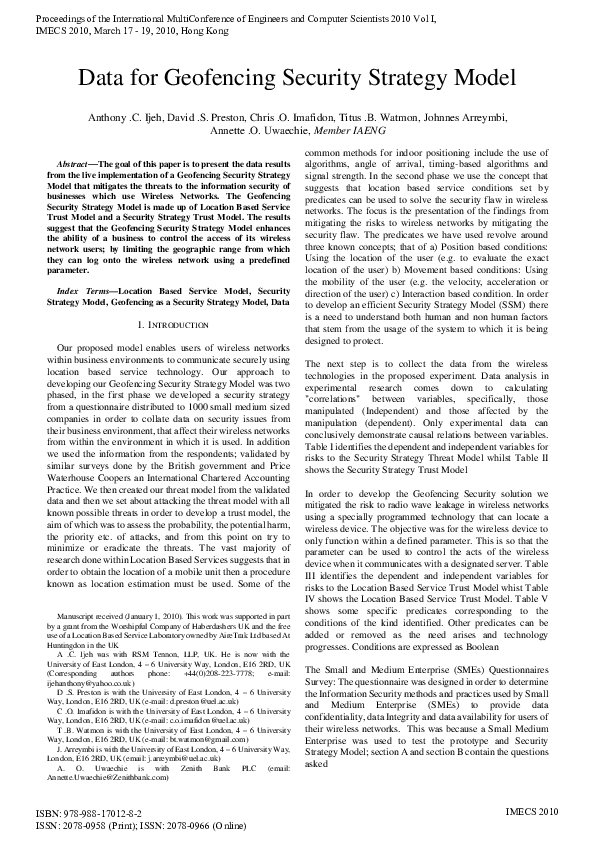 (PDF) Data for Geofencing Security Strategy Model