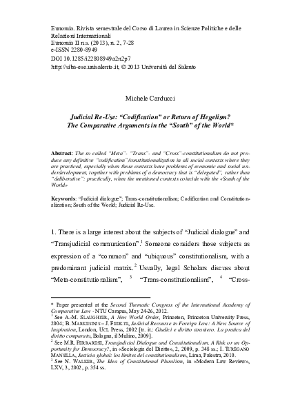 (PDF) Judical Re-Use: "Codification" or Return of Hegelism? The ...