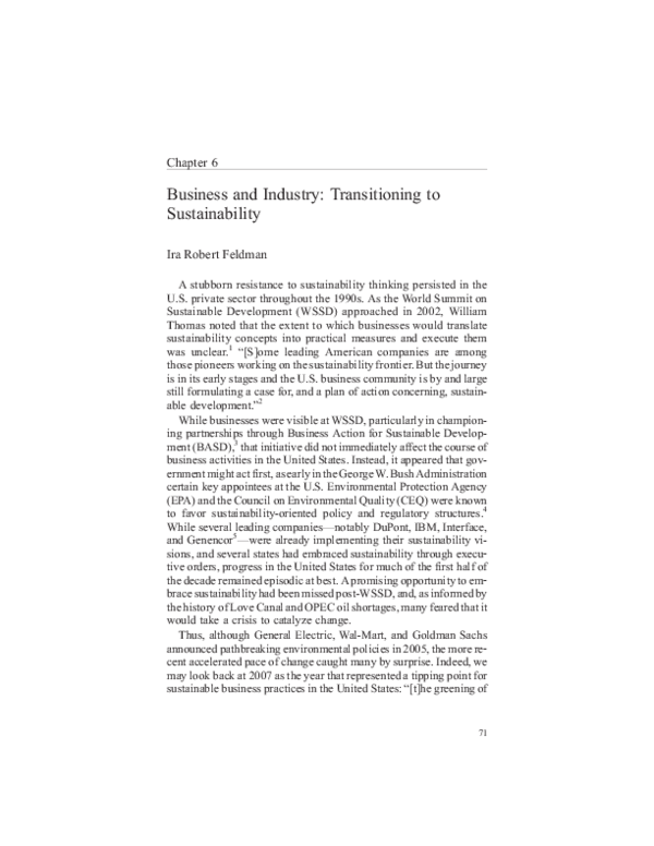 (PDF) Business and Industry: Transitioning to Sustainability