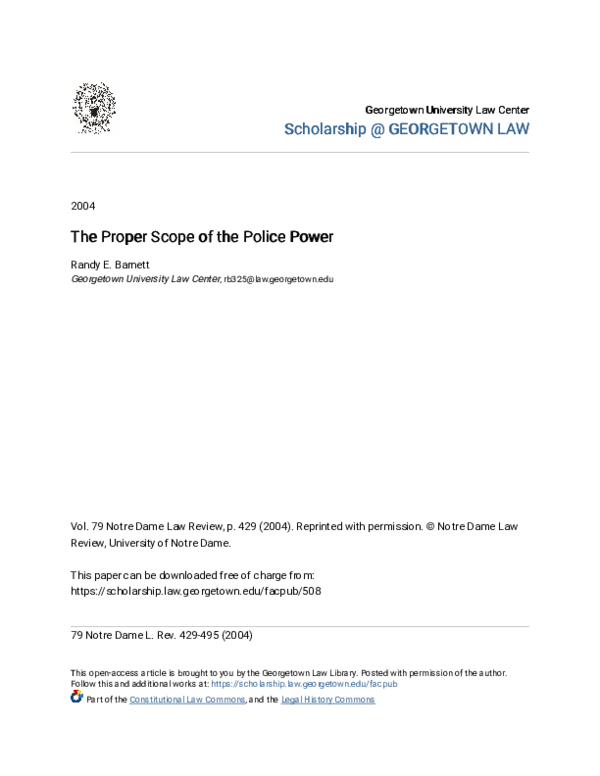 (PDF) The Proper Scope of the Police Power
