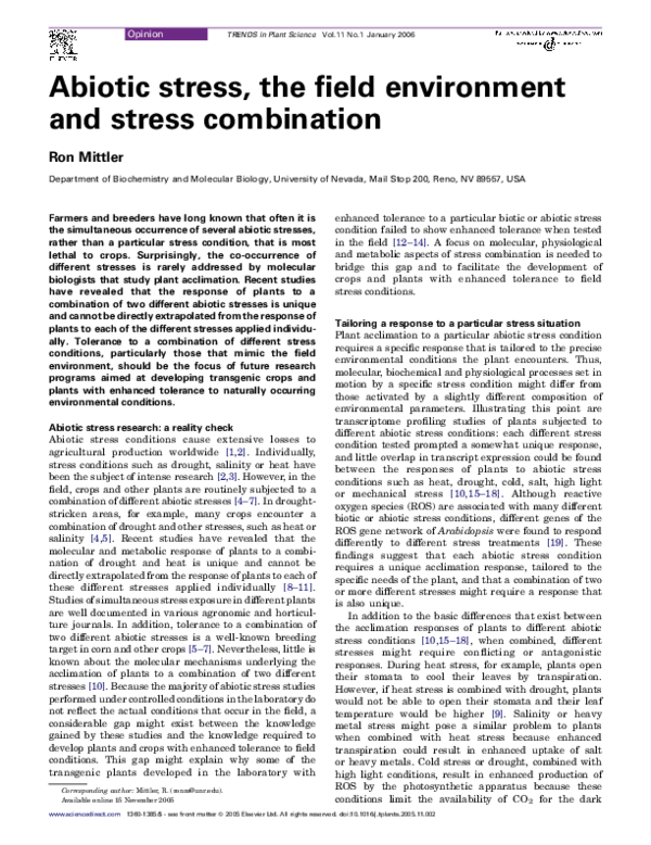 (PDF) Abiotic stress, the field environment and stress combination