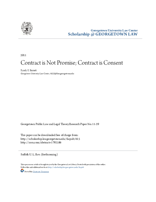 (PDF) Contract Is Not Promise; Contract Is Consent