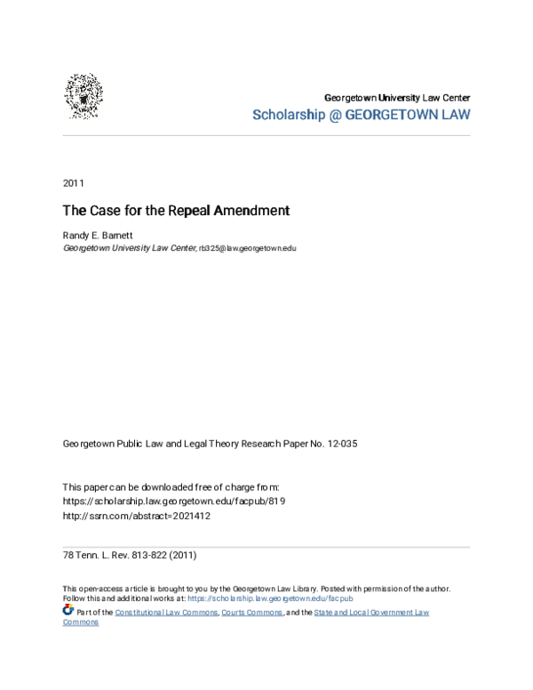 (PDF) The Case for the Repeal Amendment