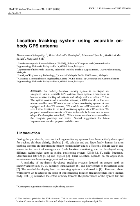 (PDF) Location tracking system using wearable on-body GPS antenna