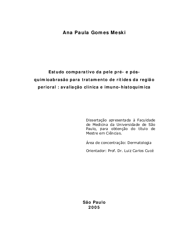 (PDF) Estudo comparativo da pele pré- e pós-quimioabrasão para ...