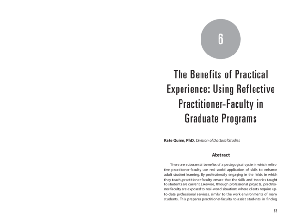 (PDF) The Benefits of Practical Experience: Using Reflective ...