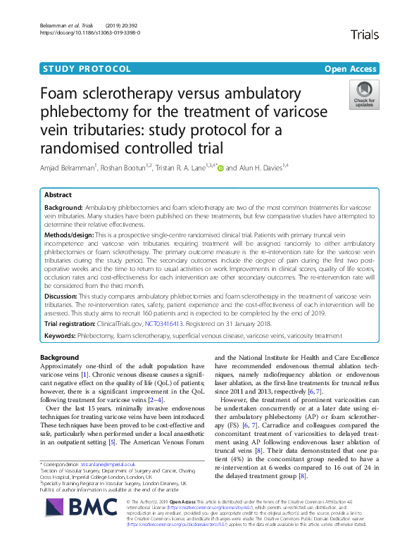 (PDF) Foam sclerotherapy versus ambulatory phlebectomy for the ...