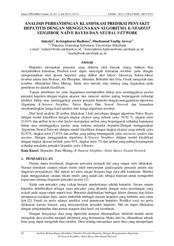 (PDF) Analisis Perbandingan Klasifikasi Prediksi Penyakit Hepatitis ...