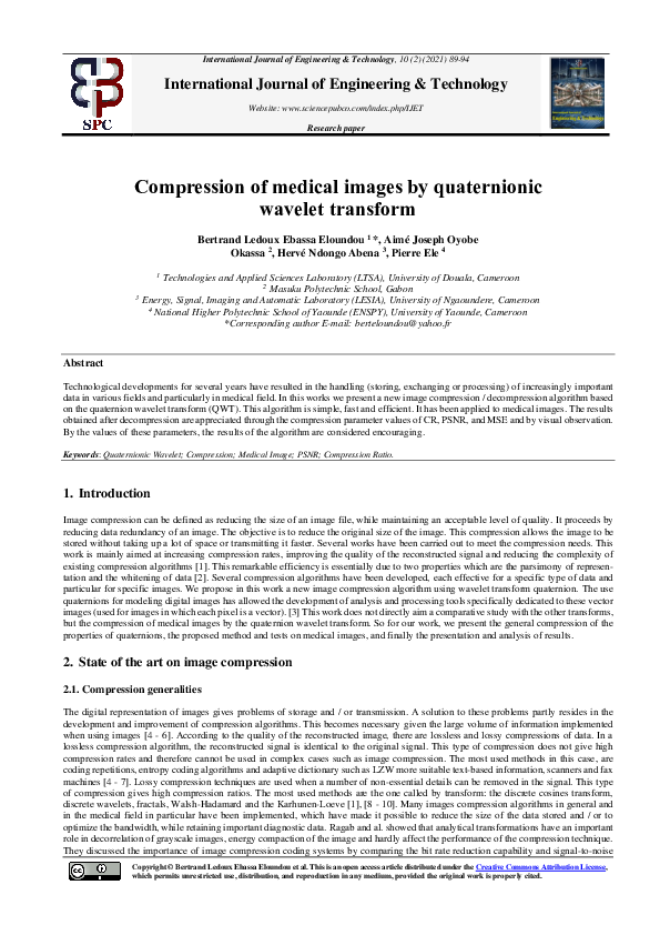 Pdf Compression Of Medical Images By Quaternionic Wavelet Transform